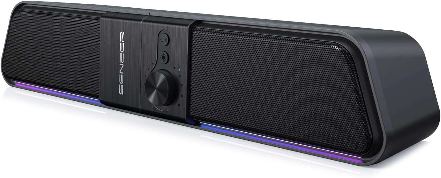 Senzer Pc Speakers, Computer Speaker with Flowing LED & Volume Knob,Usb ...