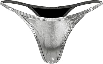 Amazon.com: Doomiva Women High Waist Thong G-String Shiny Metallic ...