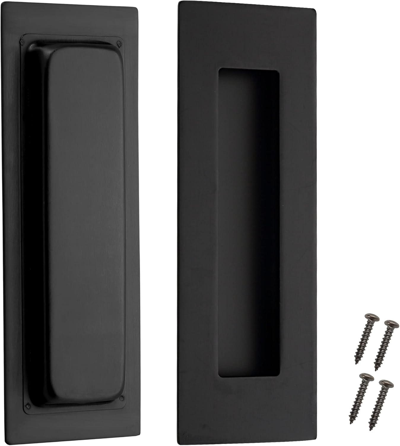 Kindoodos Recessed Door Handles Finger Flush Pulls, 6 Inch Black Pocket Door Pull Hardware ...