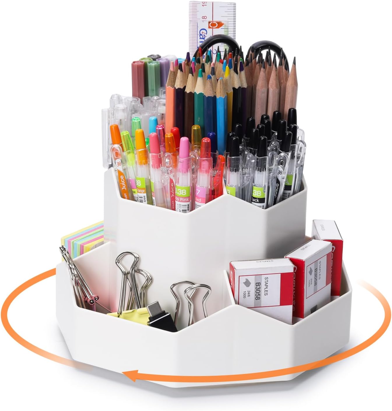 Amazon.com : Pencil Pen Holder for Desk,9 Slots 360 Degree Rotating ...