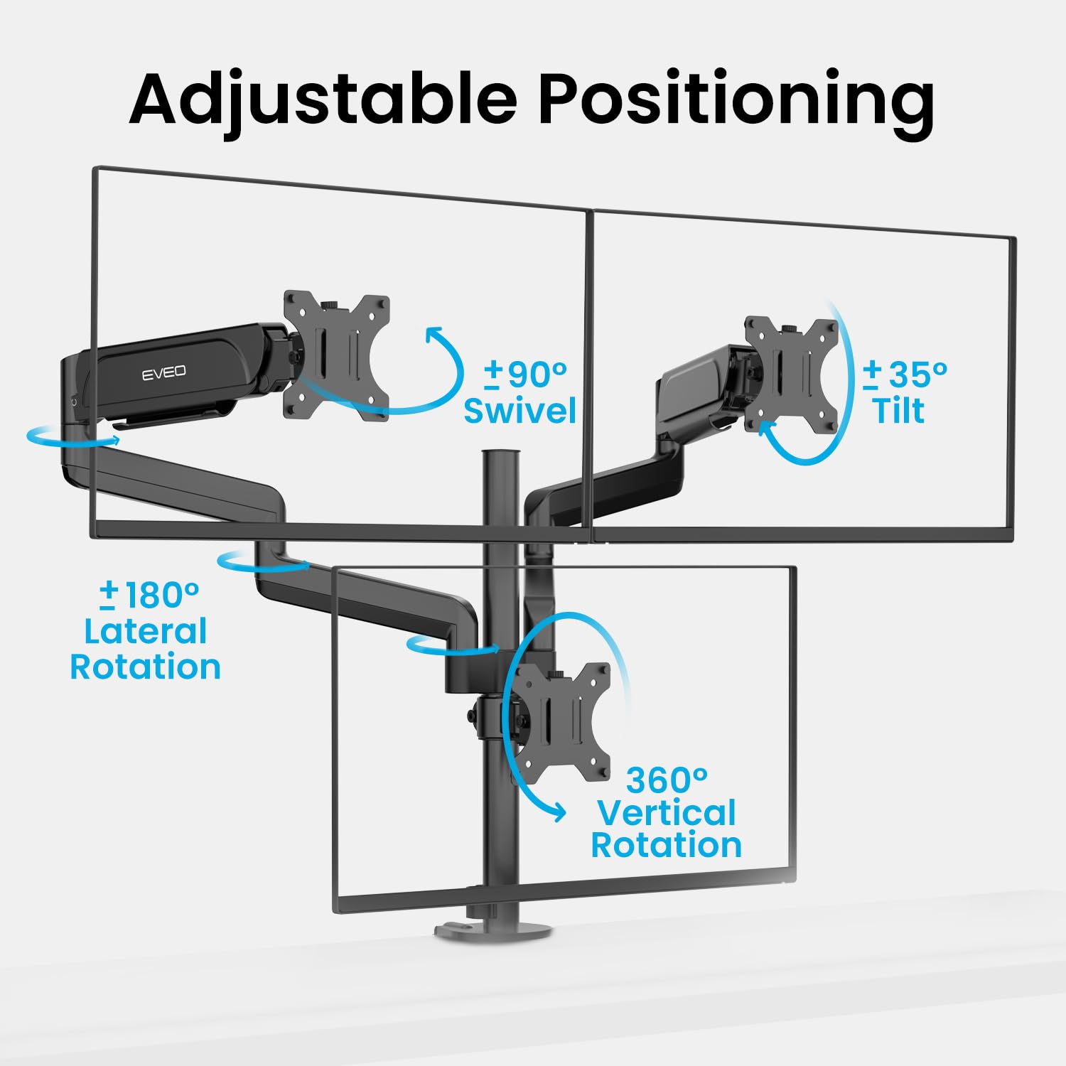 Snapklik.com : EVEO Premium Triple Monitor Mount For 3 Monitors ...