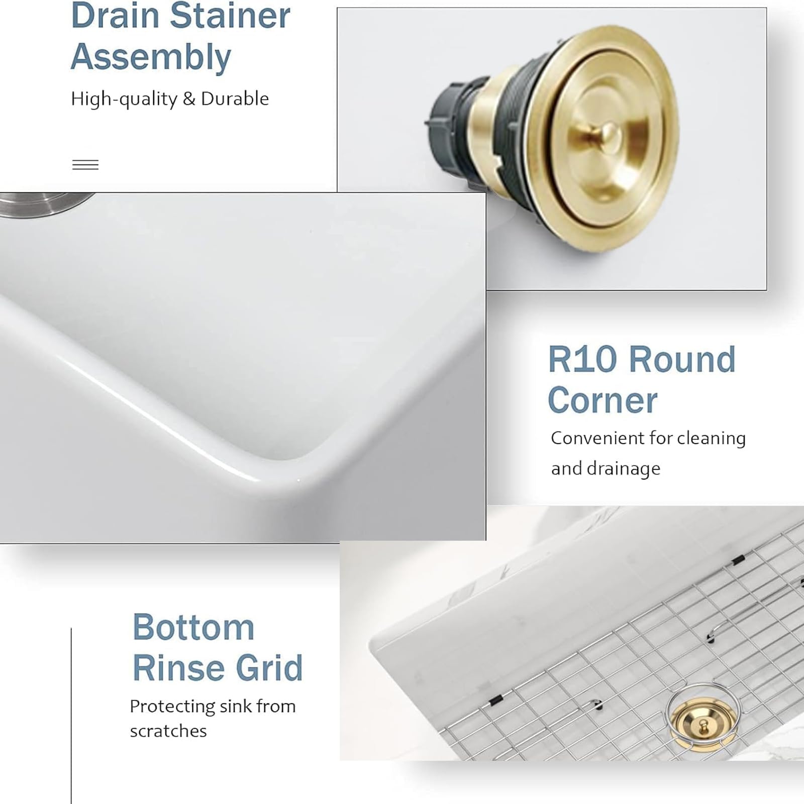 Snapklik.com : White Undermount Kitchen Sink 27 Inch Fireclay Porcelain ...