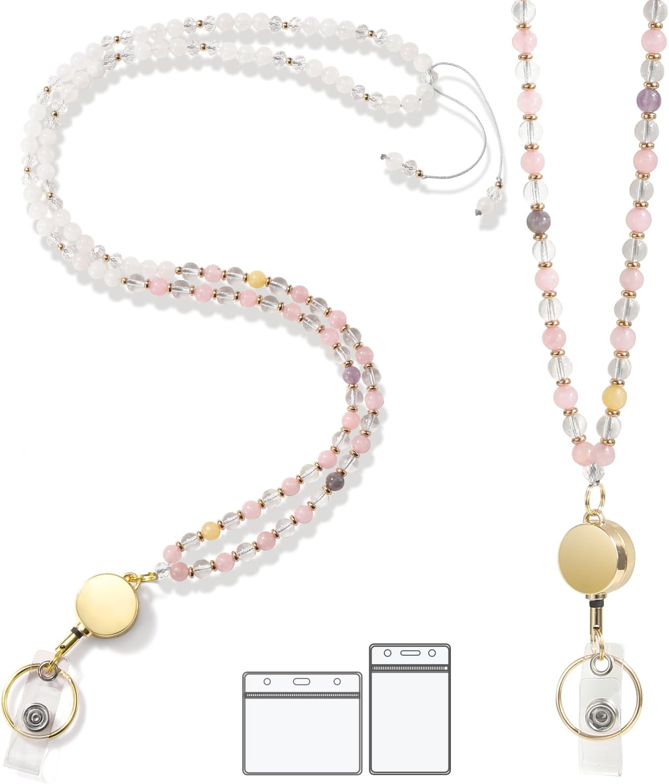 Amazon.com : Retractable Lanyards for ID Badges and Keys, Natural Stone ...