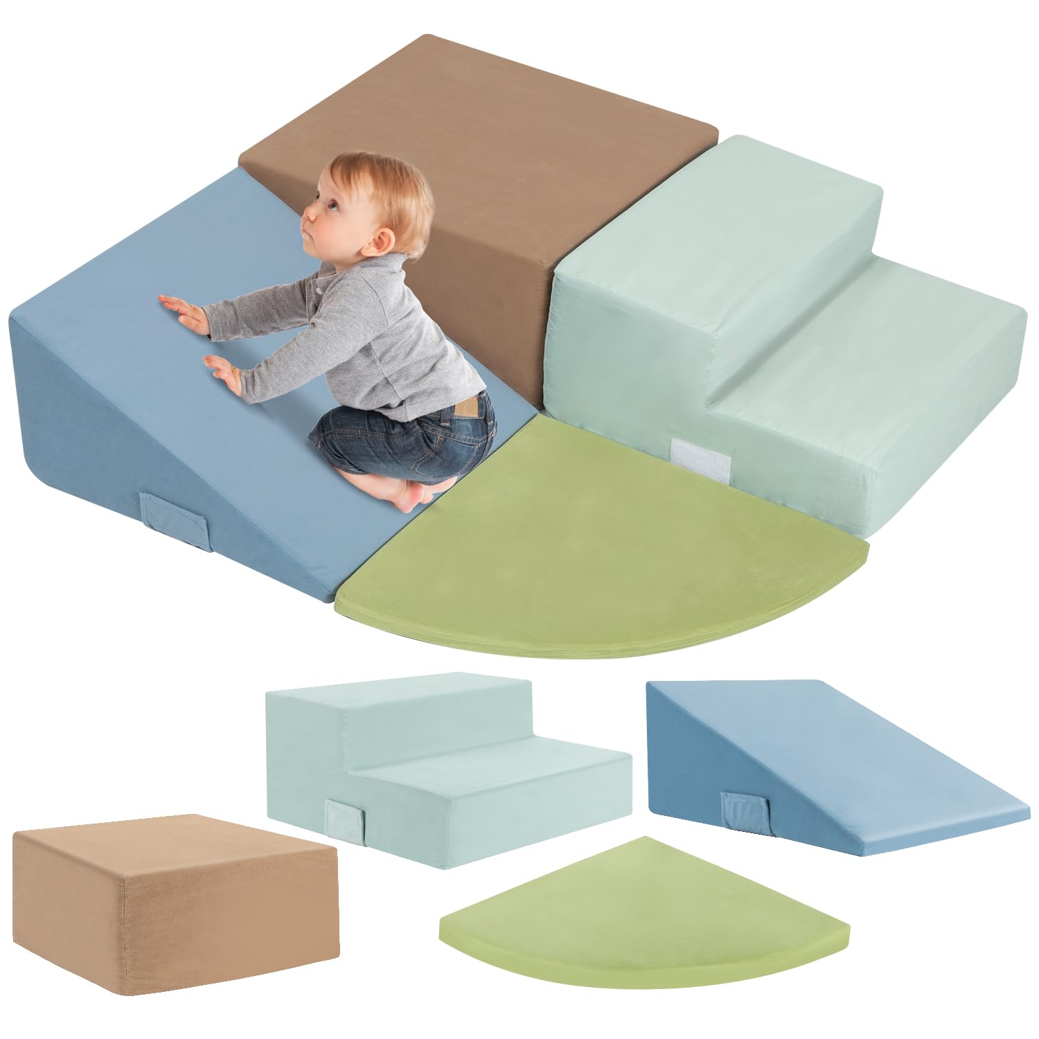 Foam Climbing Blocks Toddler Climbing Blocks - 4pc Foam Set With Velcro ...