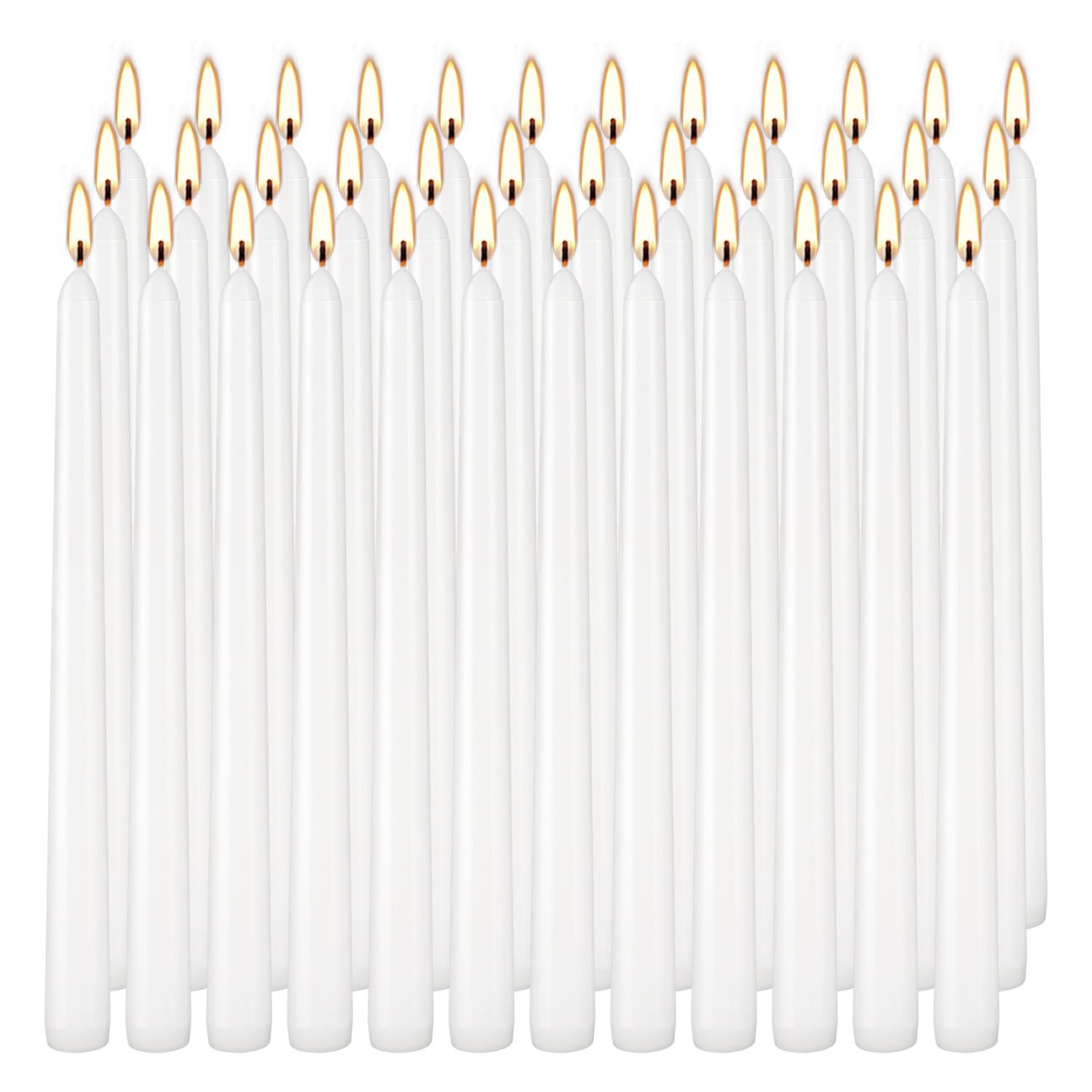 Amazon.com: 36 Pack 10 inch White Taper Candles, 7-7.5 Hour Burn Time ...