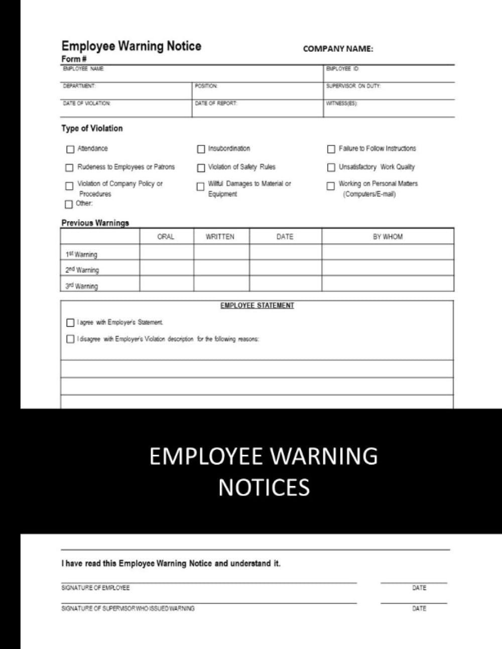 Employee Warning Forms: Employee Disciplinary Action Form Book Tracker ...