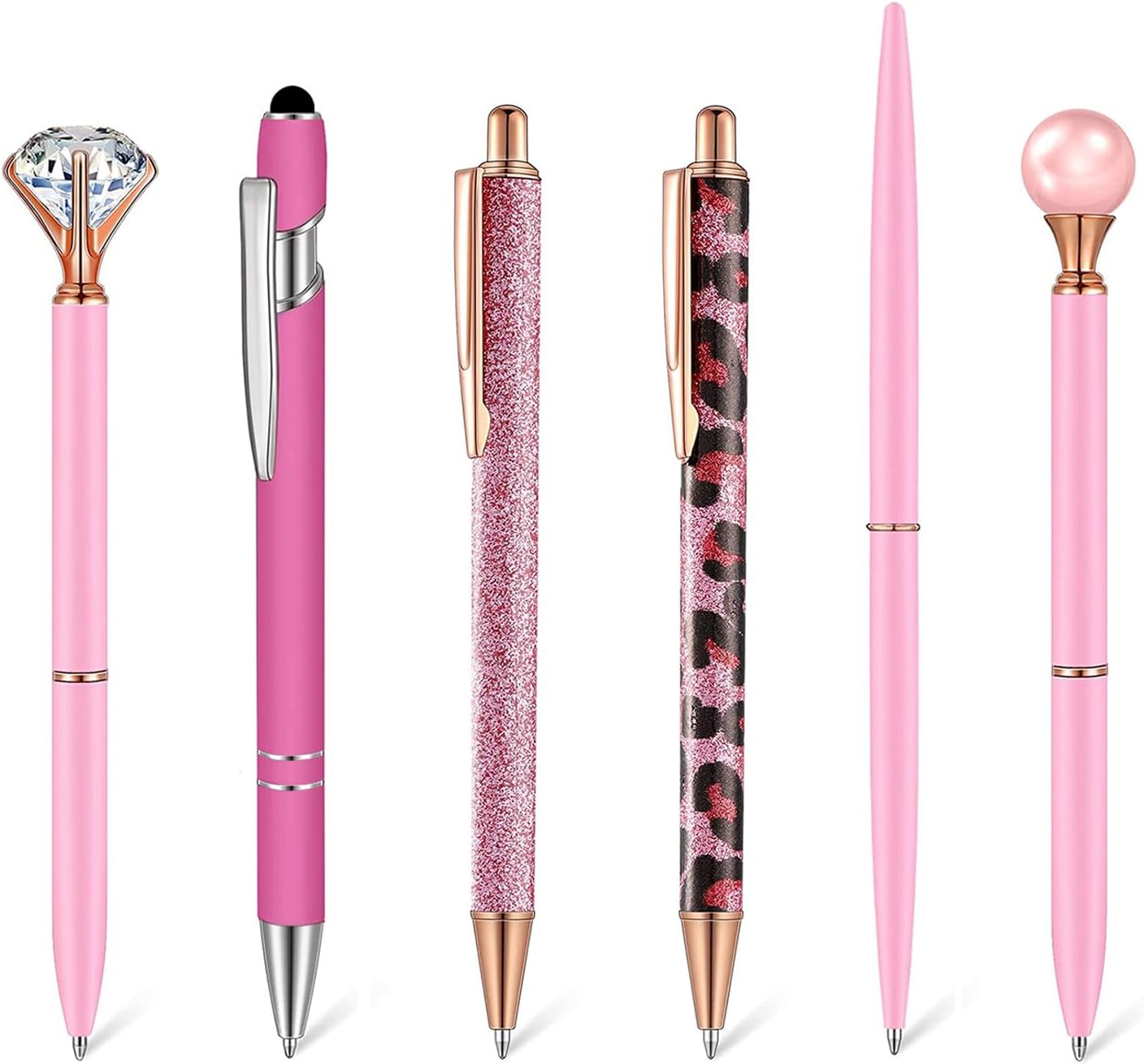 SHUBEIEUMI 6 Pcs Pink Glitter Ballpoint Pens, Creative Pen Gift for ...