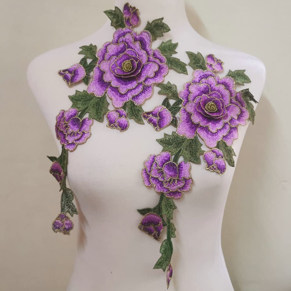 Amazon.com: 2 Pcs 3D Embroidered Sewing On Patch Flower Patch Stickers ...