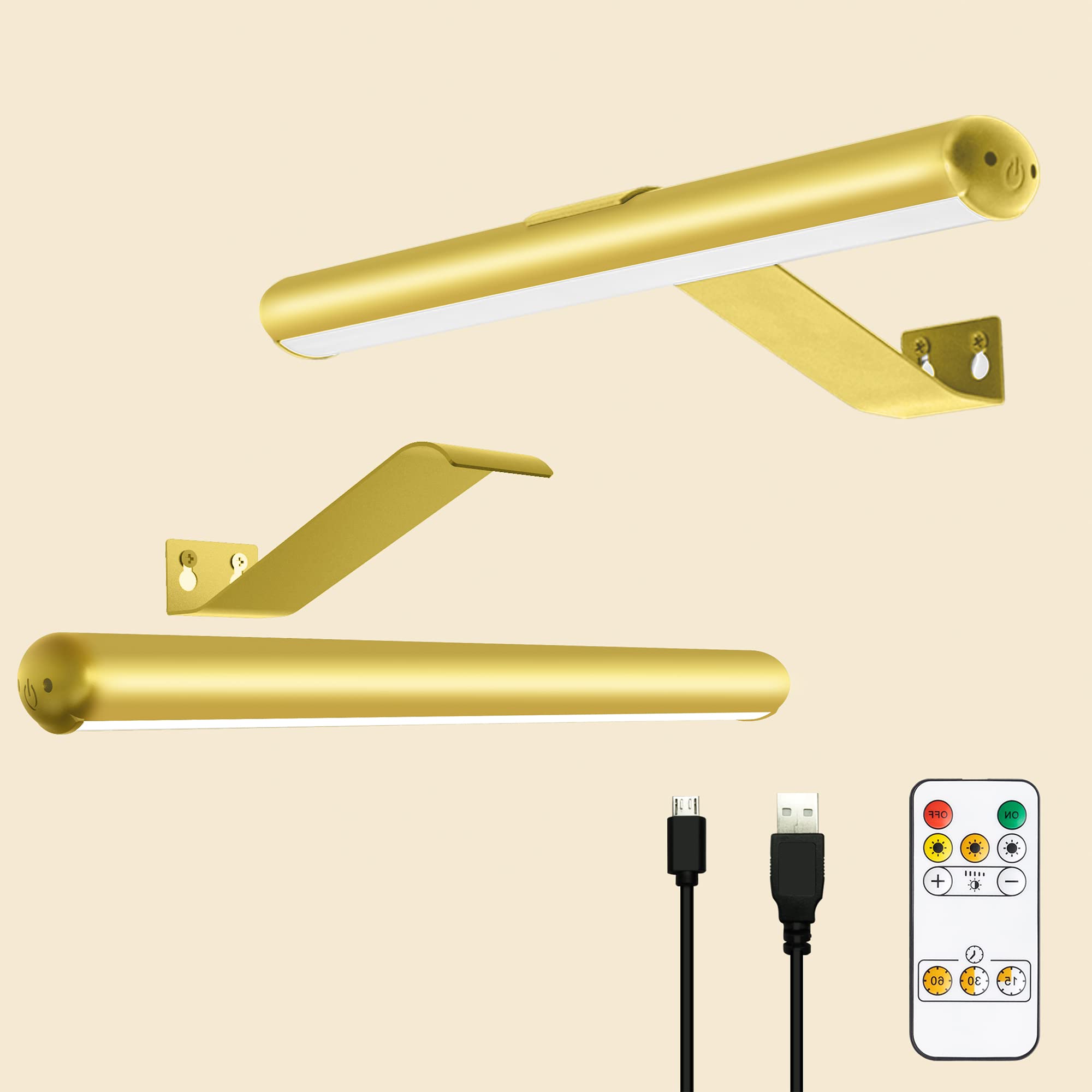 2Pack Wireless Picture Lights Painting Lights with Remote,Gold ...