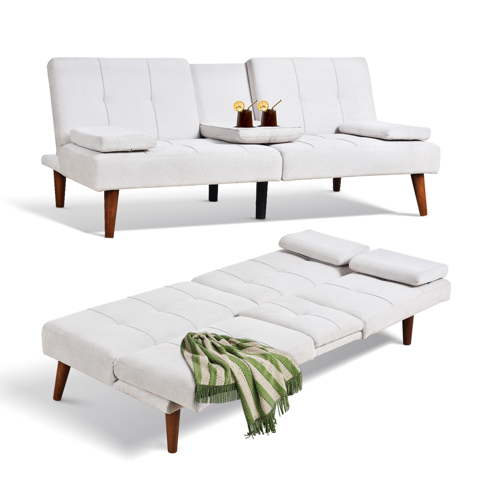 Amazon.com: COLAMY Futon Sofa Bed-Fabric Small Futon Couch, Futon ...