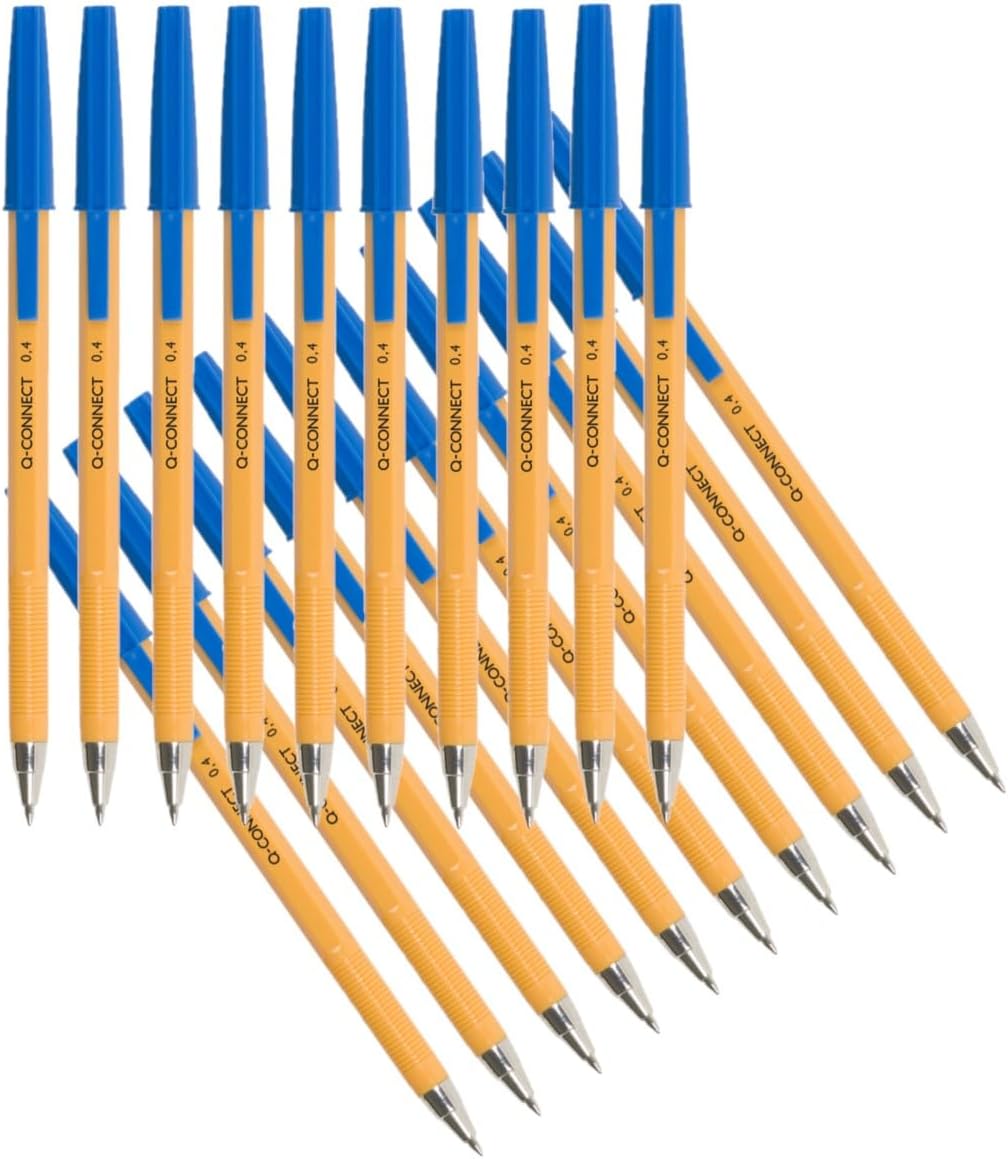 Q-Connect Fine Ballpoint Pen - Blue (Pack of 20) : Amazon.co.uk ...