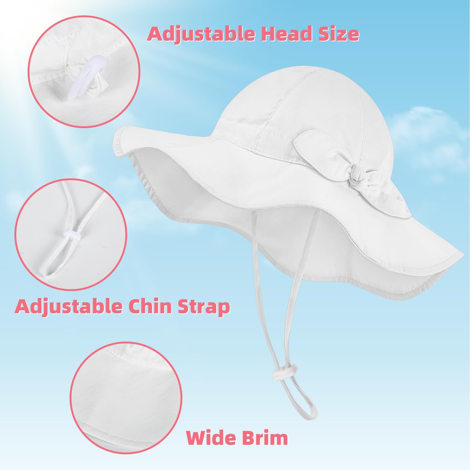 Snapklik.com : Baby Sun Hat Toddler Girl Beach Hat Adjustable Outdoor ...
