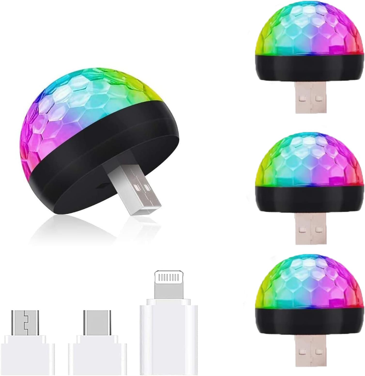 Mini USB Disco Light with Mobile Phone Adapter, Disco Strobe Ball Party ...
