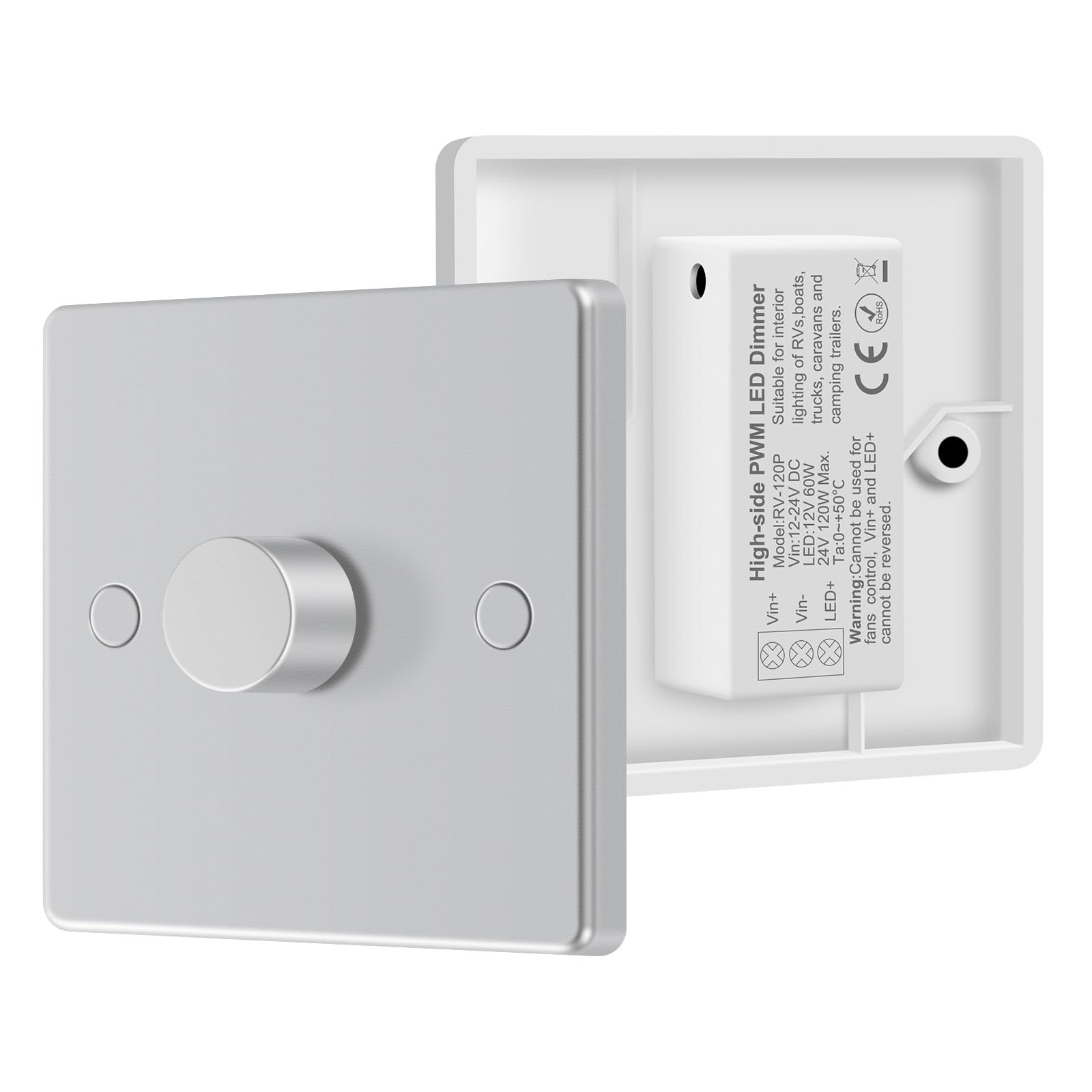 VIPMOON DC 12V-24V LED Dimmer Switch, Push ON/OFF Rotary Dimmer ...