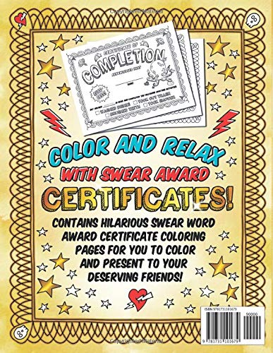 Swear Award Certificate Adult Coloring Book: Hilariously funny - Want ...