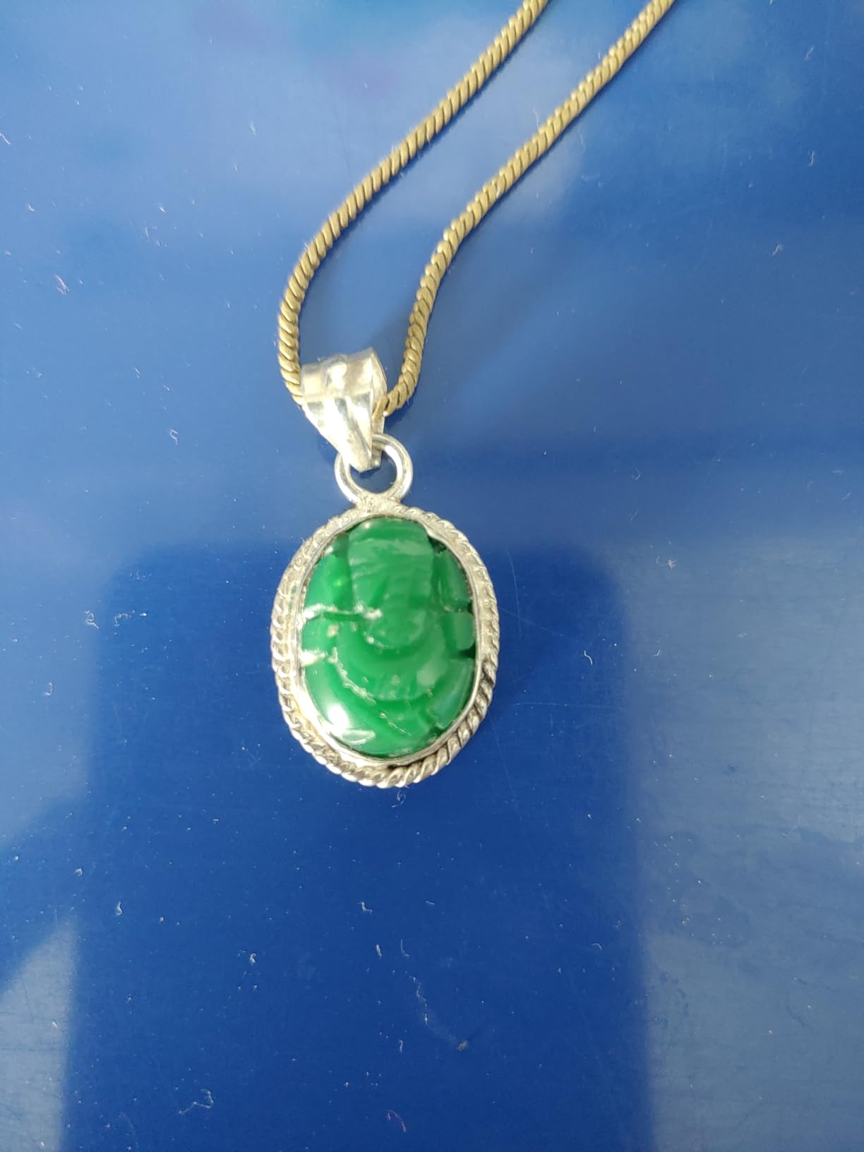 Shiv Ram Jyotish Kendra Jade Green Stone Ganesh Pendant in Sterling ...