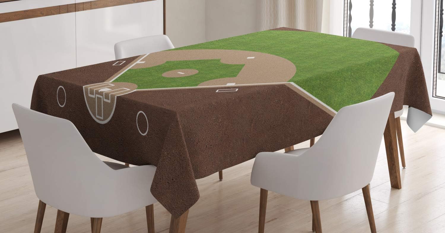 Lunarable Sports Tablecloth, American Baseball Field with White ...