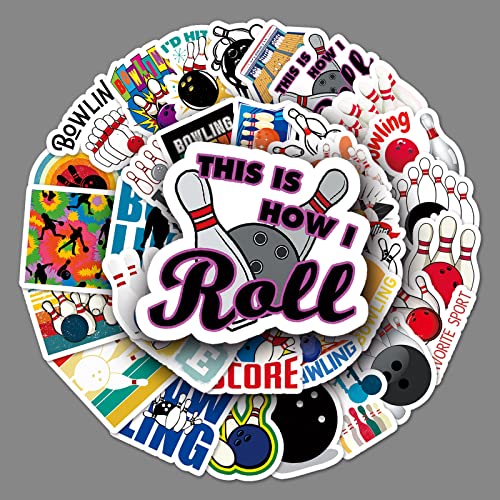 Bowling Stickers 50 Pcs Trendy Funny Game Stickers for Water Bottle ...