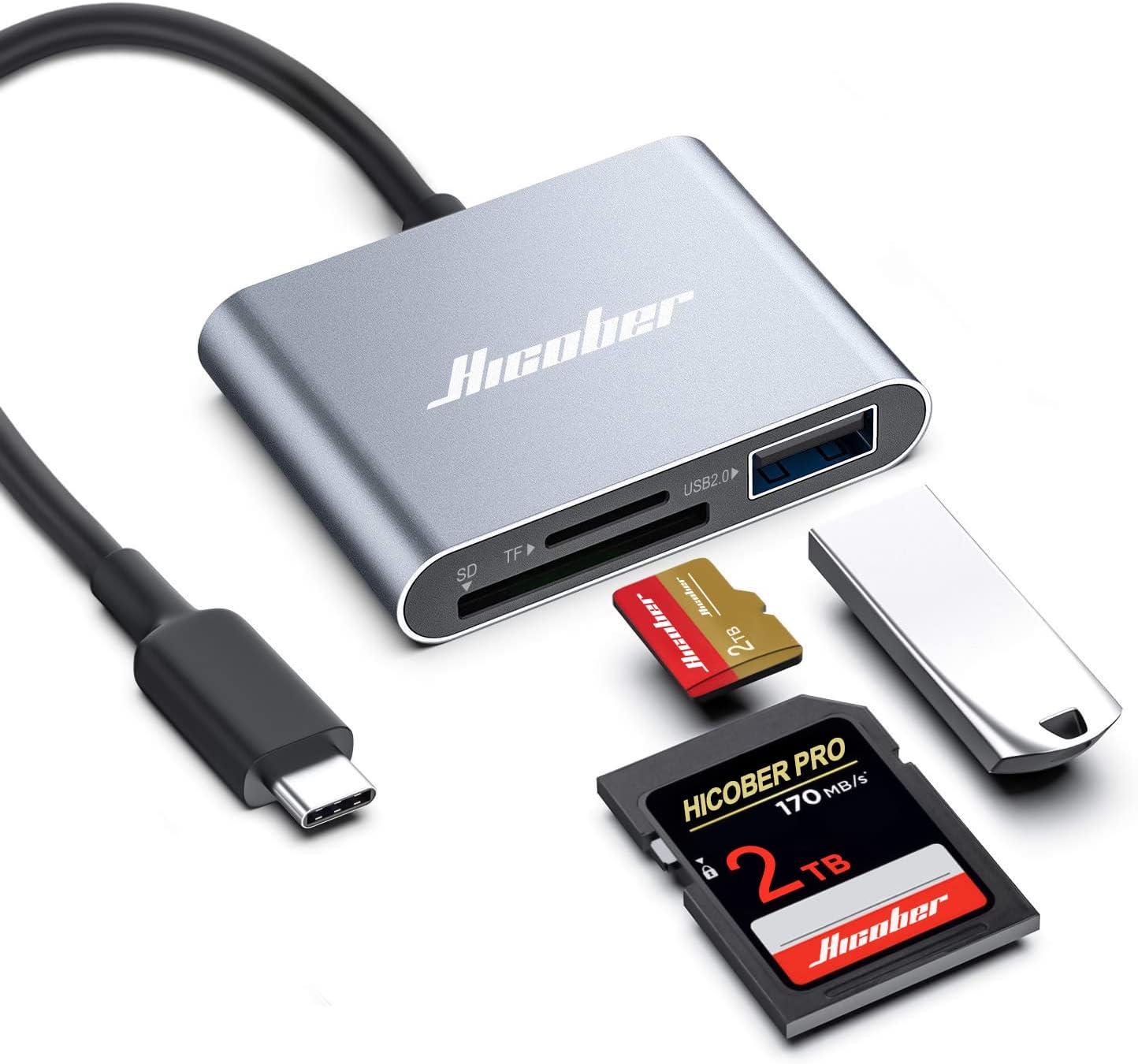 Amazon.com: Hicober USB C to SD, Micro SD Memory Card Reader, Type C to ...