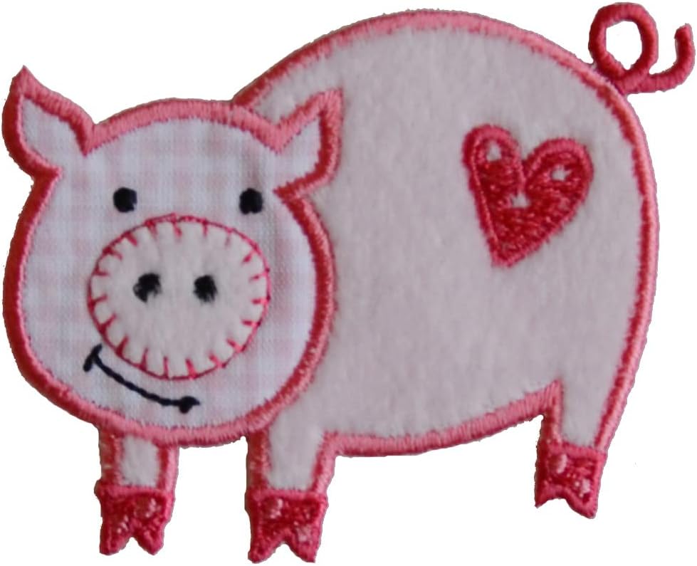 Schwein 7X6cm Aufbügler flicken Aufnäher Stoff Patch Kleider : Amazon ...