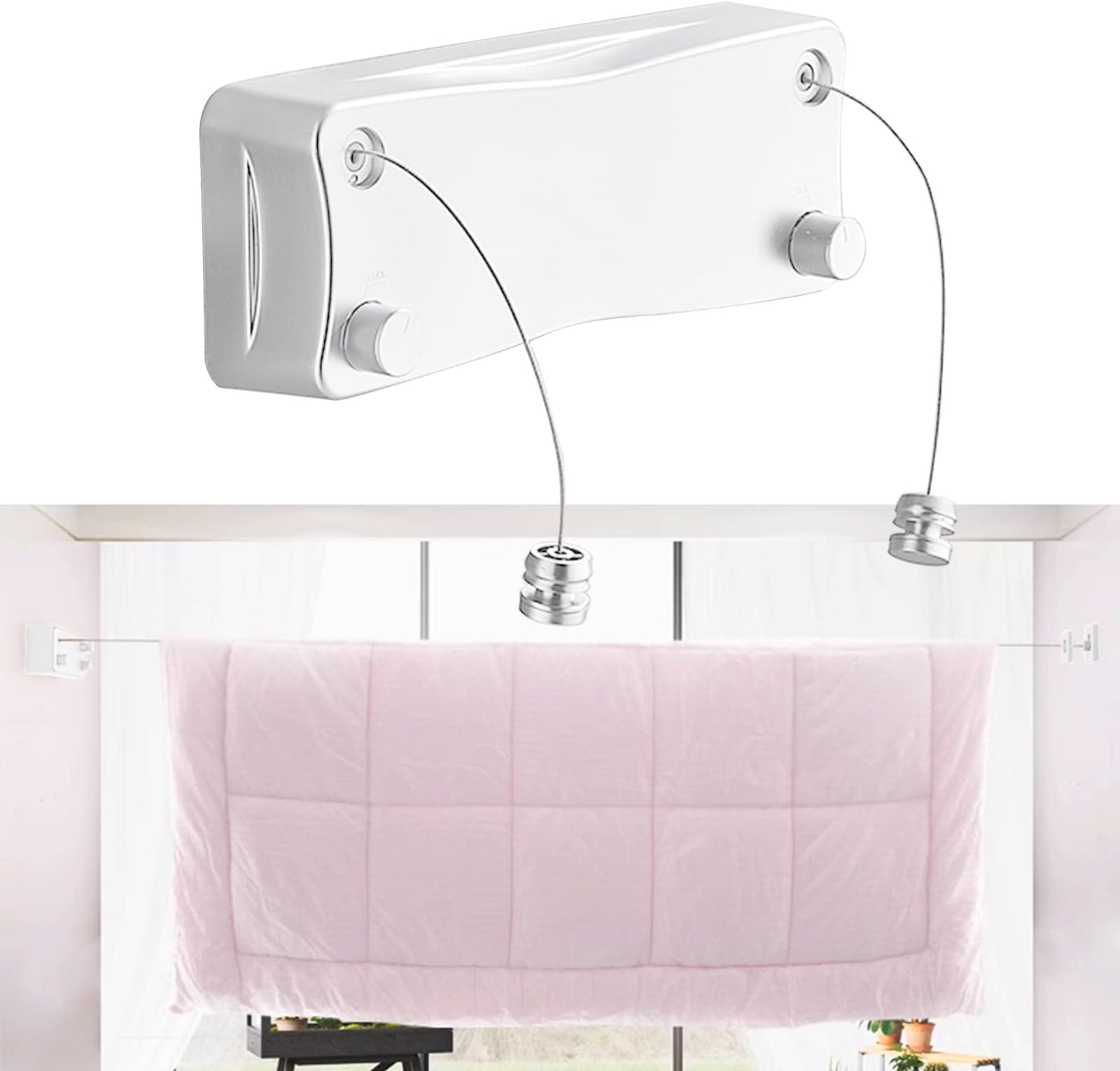 Minky 5 Line Retractable Washing Reel, 22 Metres Washing Line, Wall ...