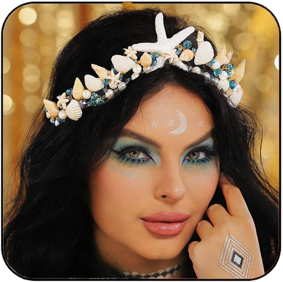 Amazon.com : CAKURE Sea Star Crown Headband Boho Starfish Tiaras Beach ...