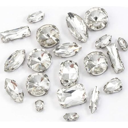 Amazon.com: TANOSII Sew on Rhinestones 100 PCS Mixed Shapes Glass ...