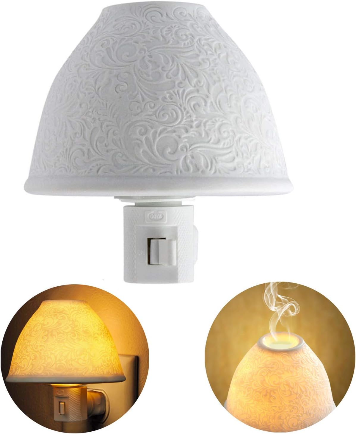 Night Lights Plug In , Kimfly Ceramic Art Night Light Wall Night Light ...