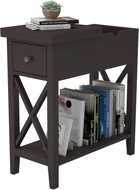 Amazon.com: ChooChoo Flip Top End Table, Narrow Side Table Slim End ...