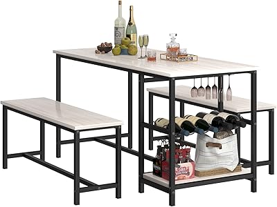 Amazon.com - Dining Table Set for Small Space, 3 Peices Wood Kitchen ...