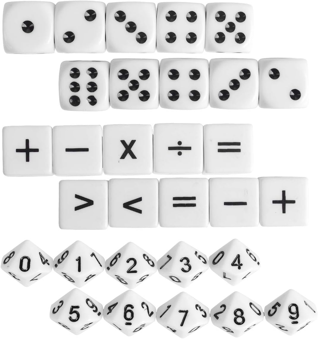 TimeTEX Set Mathe-Würfel mit den Zahlen 1-12 und Rechenzeichen - 10 ...