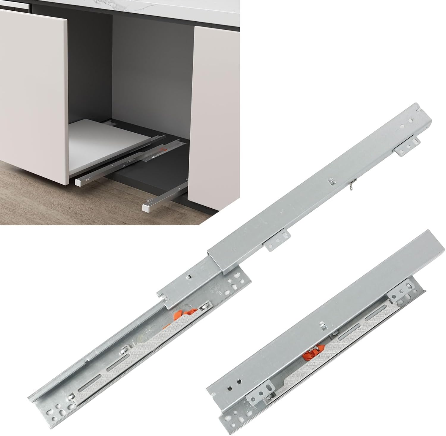 Undermount Drawer Slide Bottom Base Mount Shelf Slide Out Track Soft ...