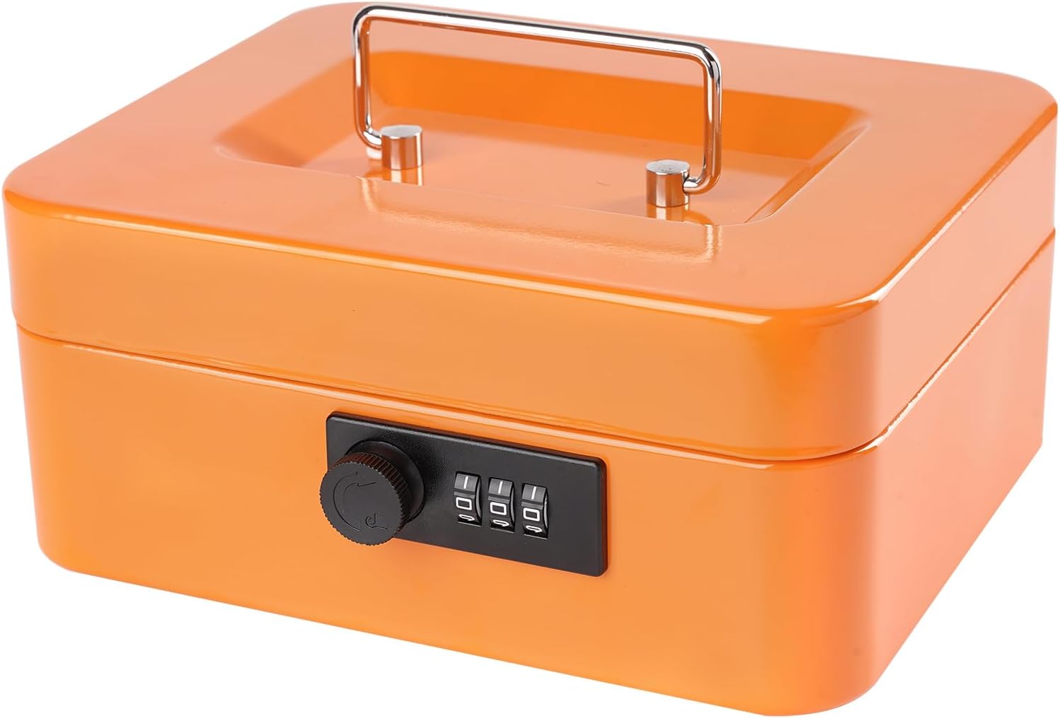 Cash Box with Combination Lock and Money Tray Metal Money Box for Cash ...