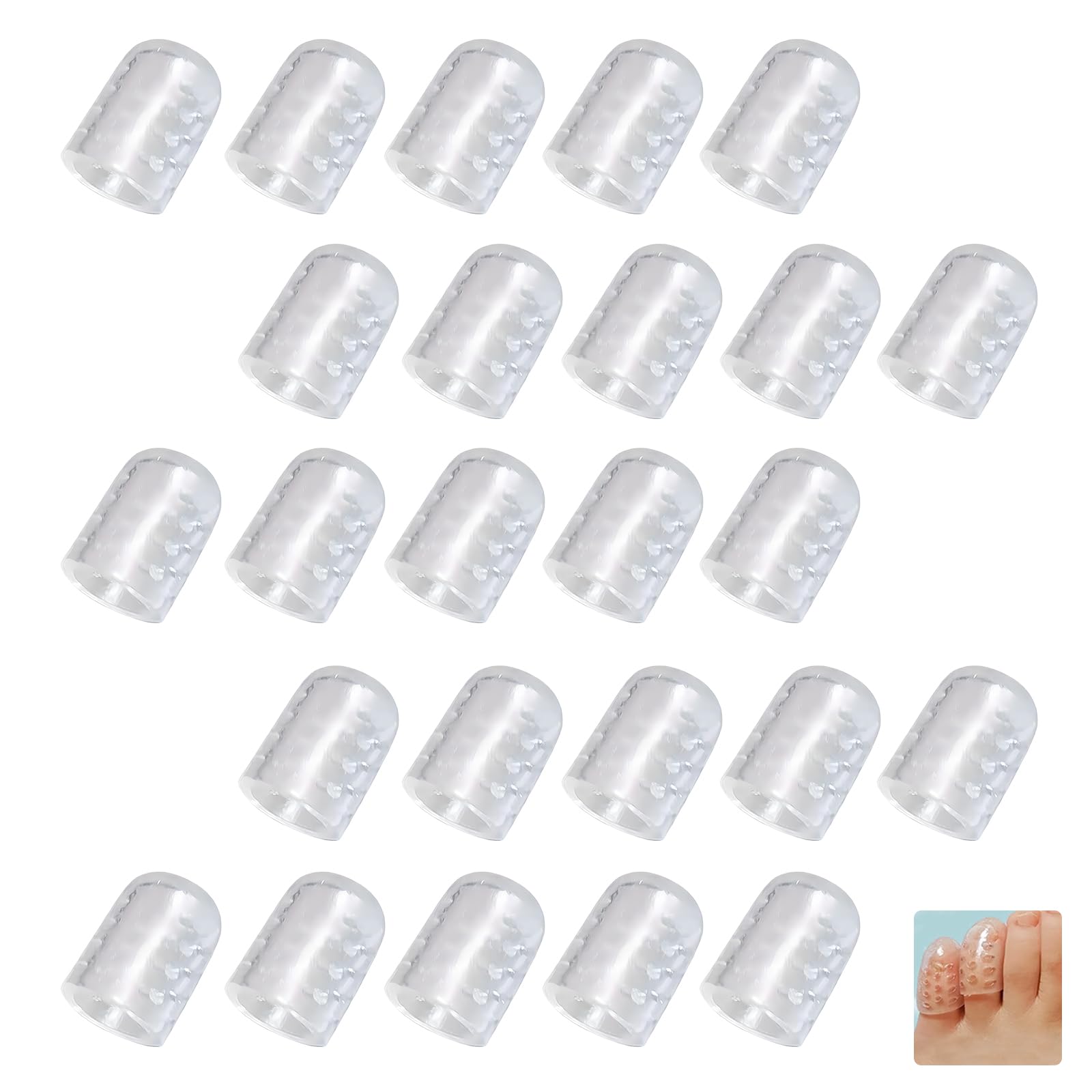 30 Pcs Silicone Toe Protectors Set, Clear Toe Cover with Holes for ...
