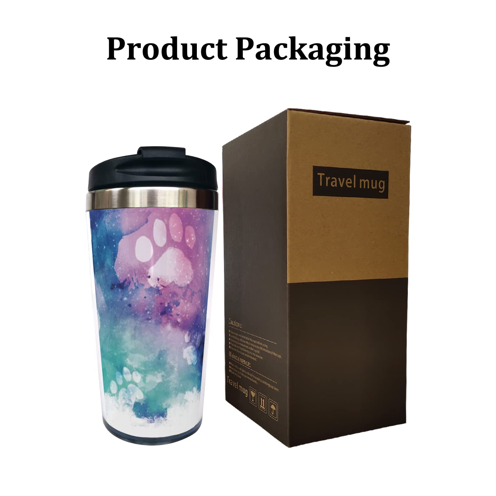 Dog Paw Print Travel Coffee Mug with Filp Lid, Stainless Steel ...