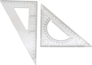 Pack of 2 Transparent Triangle Plastic Ruler Scale Set Square:30/60 ...