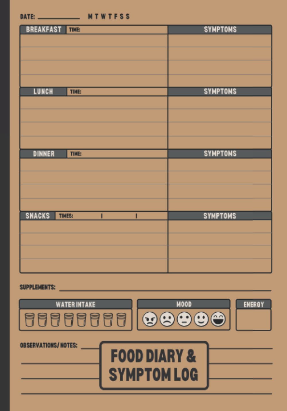 Food Diary and Symptom Log: Daily Food Intake Journal | Track Meal ...