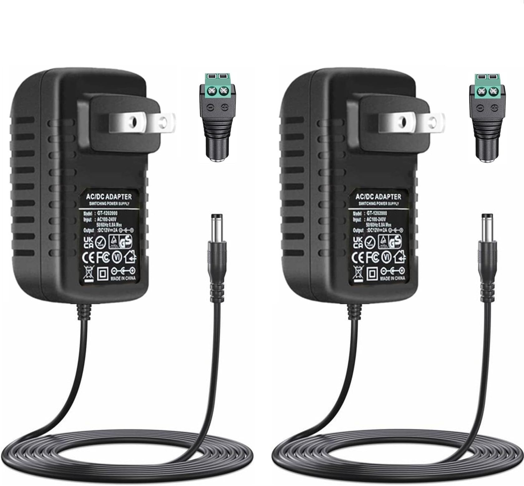Amazon.com: SmoTecQ 12V 2A Power Supply AC Adapter 2 Pack for CCTV ...