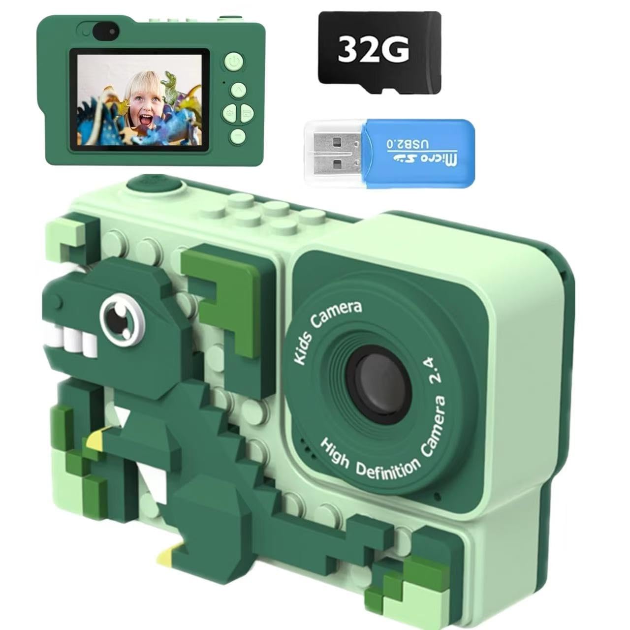 Amazon.com: Kids Camera for Boys Girls Age 3-12 with DIY Dinosaur ...