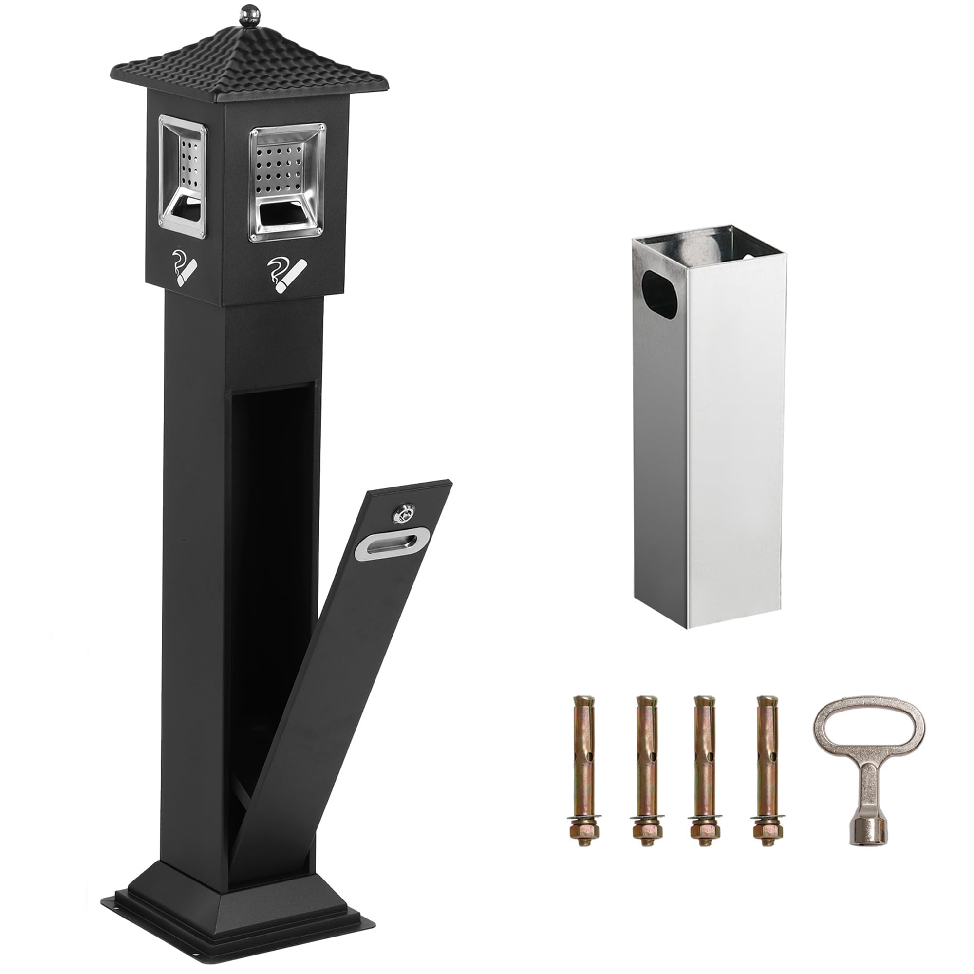 Amazon.com: lukar Commercial Trash Can Outdoor Ash Receptacle Metal ...