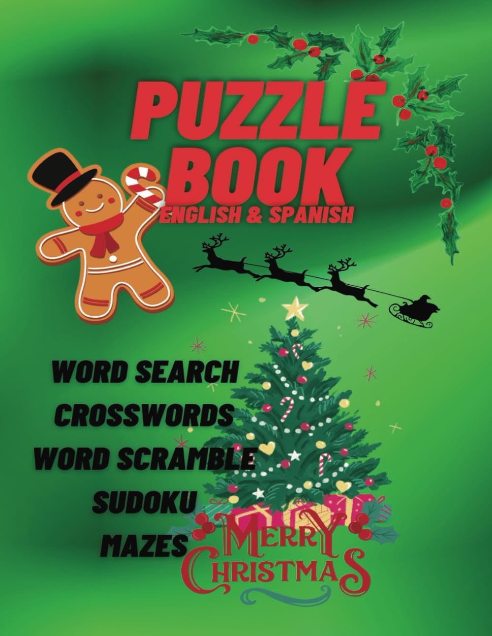 Christmas Puzzle Book in English and Spanish: Fun Learning Puzzle Book ...