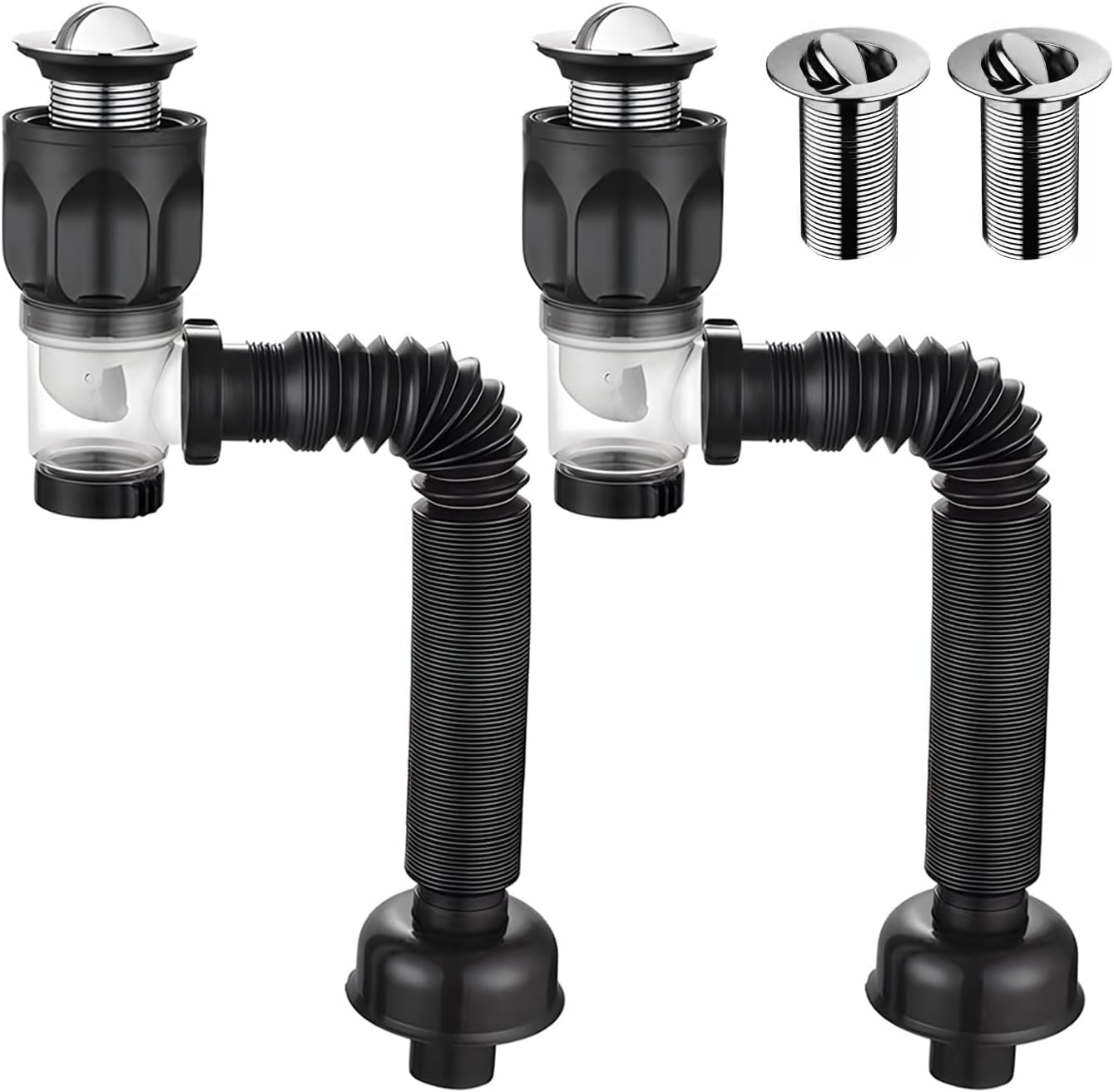 Kensbro Siphon mit Ablaufgarnitur,2 Stück Universal Siphon Waschbecken ...