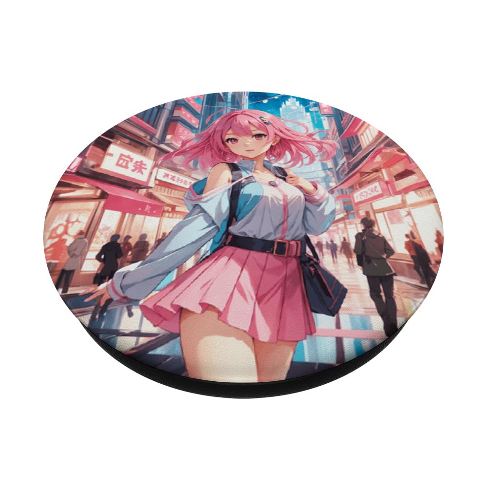 Anime Girl Manga Aesthetic Cute Japanese Waifu Design Print PopSockets ...
