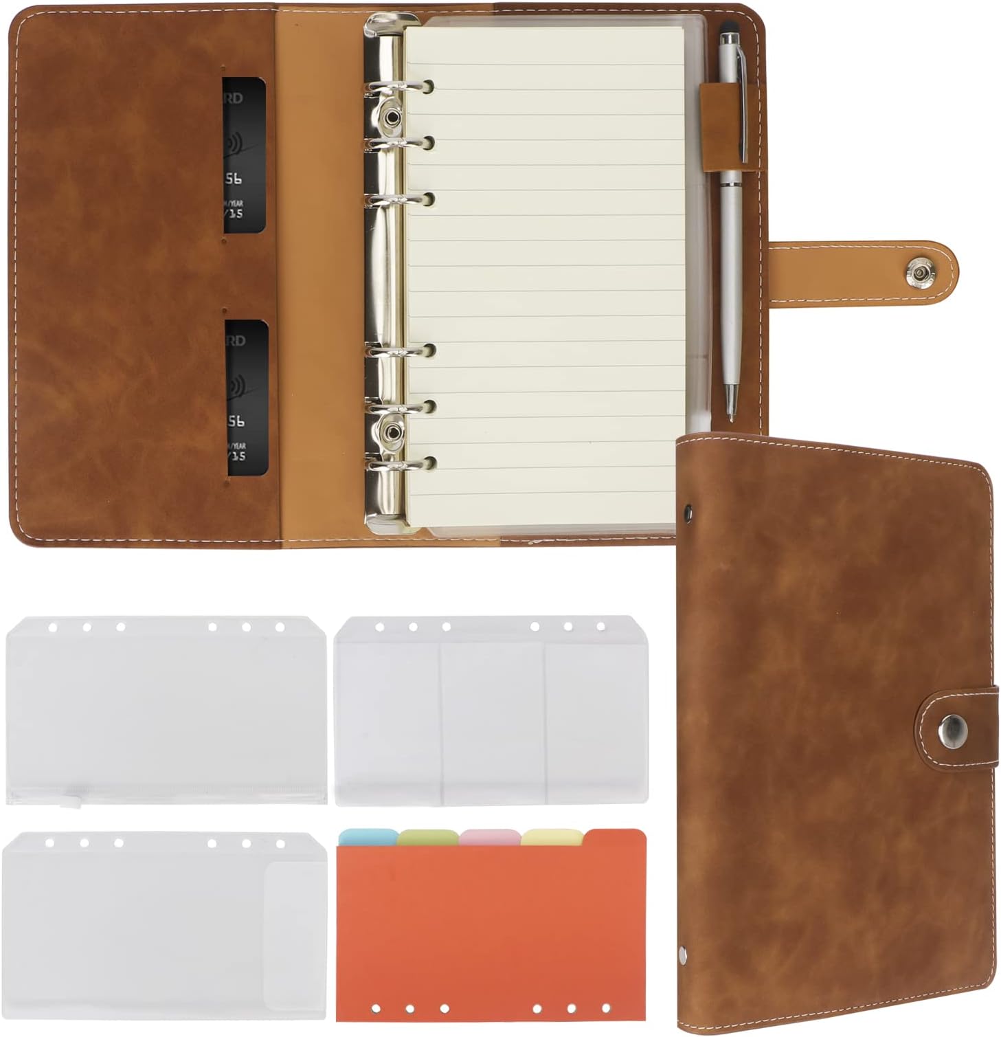 Amazon.com : Zentiky Leather A5 Notebook Binder - PU Leather A5 Binder ...