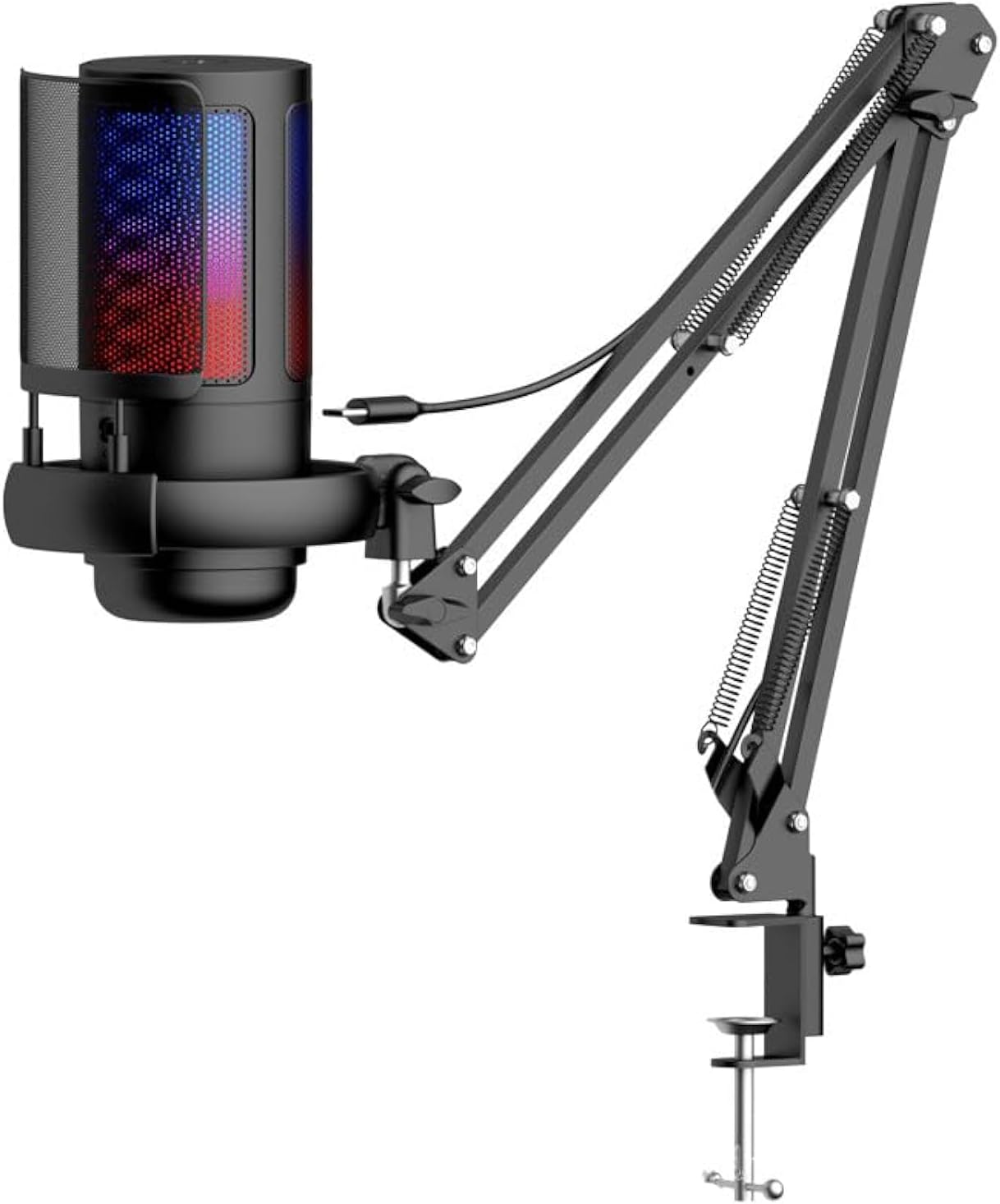 Amazon.com: XVersion RGB Gaming Microphone with Extendable Arm for PC ...