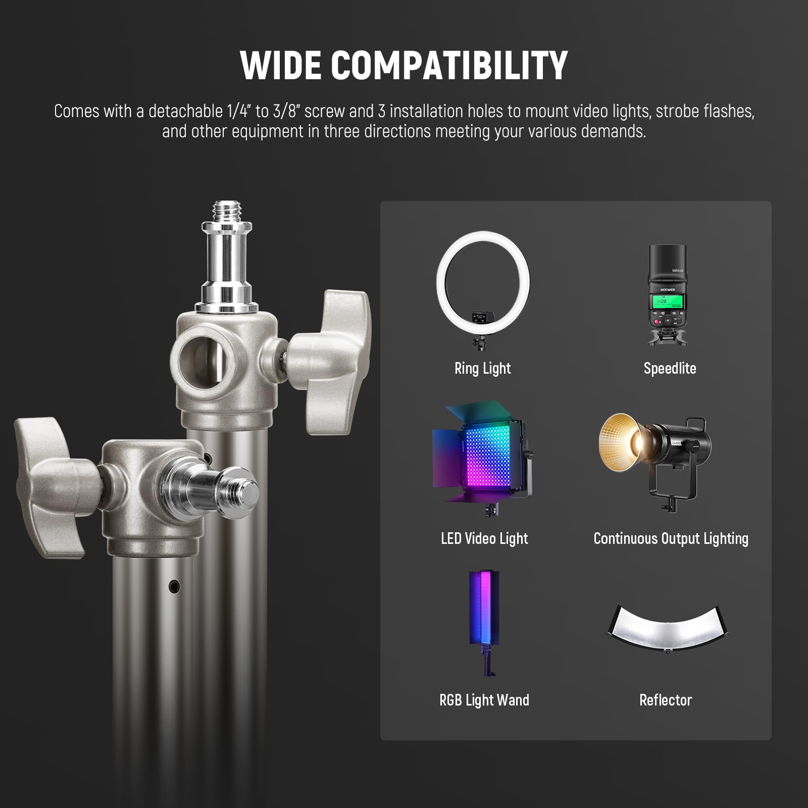 Light Stand With Wheels NEEWER ST198SS ST198SS Heavy Duty Stainless ...