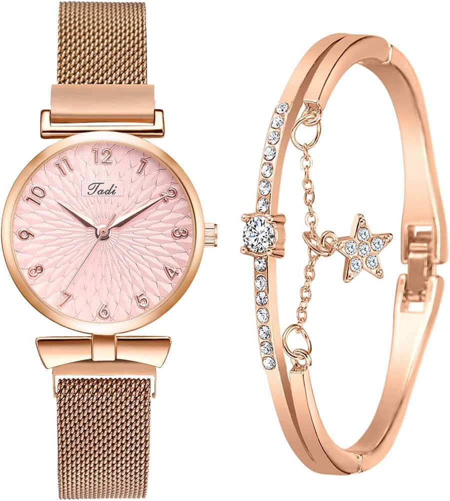 Ywhalep Womens Watch Gifts Set with Bracelet Rose Gold for Lady Female ...