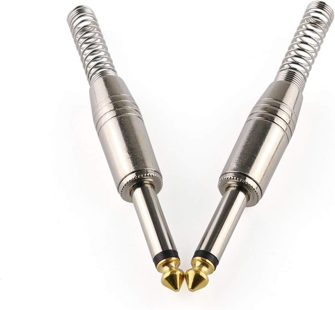 Amazon.com: E-outstanding 1/4Inch Audio Plug 2PCS 6.35 mm Straight ...