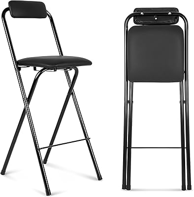 Amazon.com: Sintuff Folding Stool with Back Portable Metal Frame ...