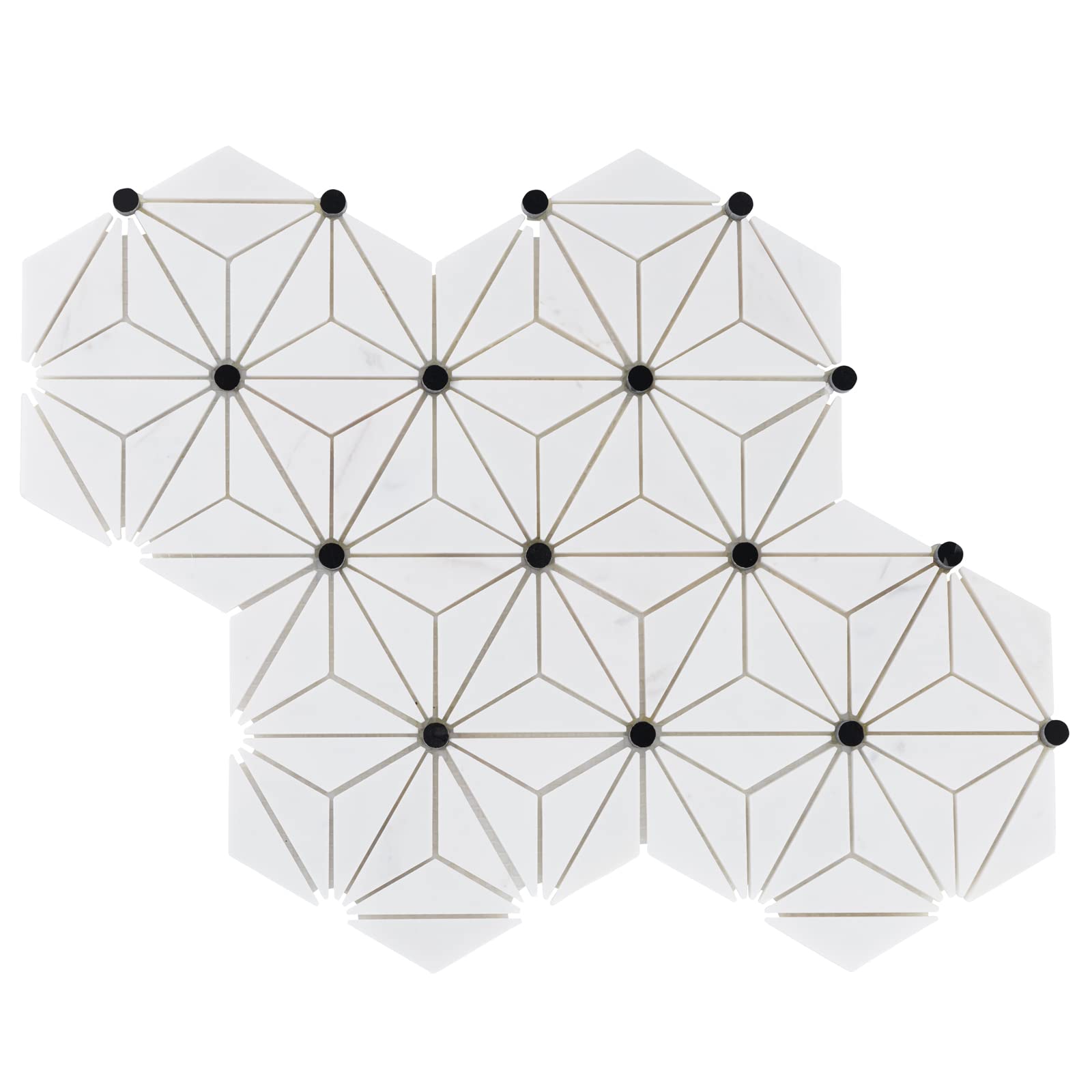 Modket White Cararra Marble Stone Black Marble Dot Mosaic Tile ...